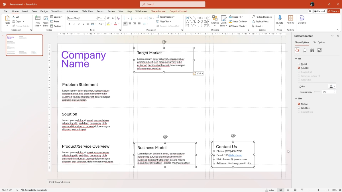 How to Design One Pager Business Plan Slide in PowerPoint