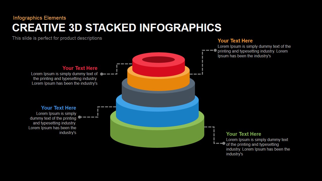 Creative 3d Stacked Circle Infographics PowerPoint template