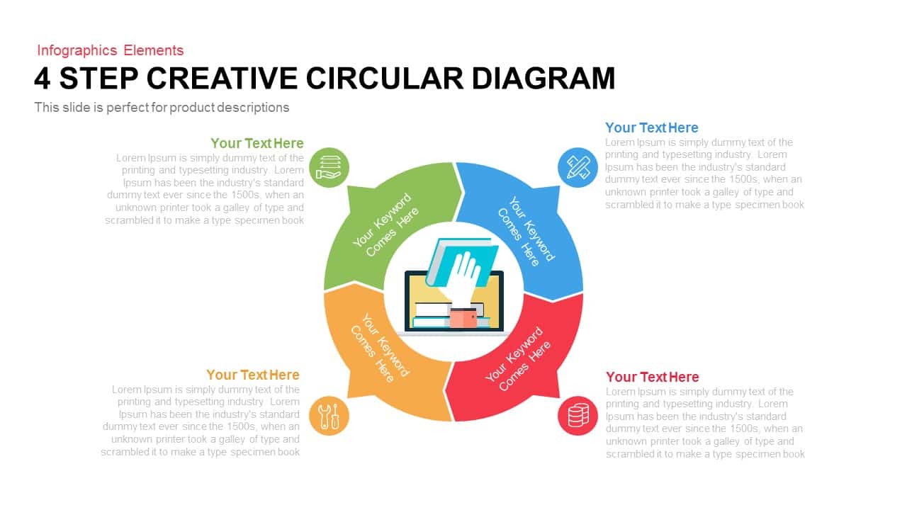 4 Step Creative Circular Diagram PowerPoint Template And Keynote Slide