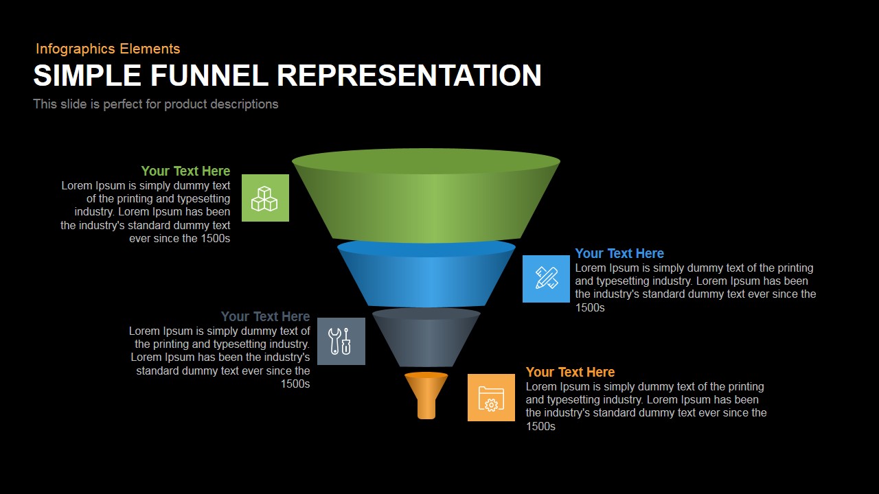 Simple Representation Funnel PowerPoint Template and Keynote Slide