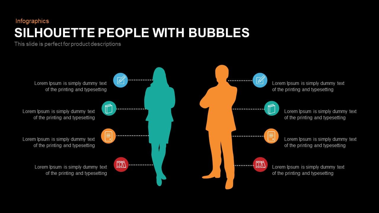 Silhouette People with Bubbles Template for PowerPoint and Keynote