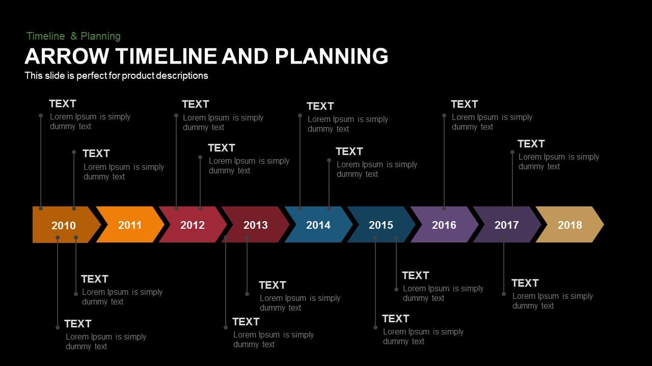 Arrow Timeline And Planning Template For PowerPoint And Keynote