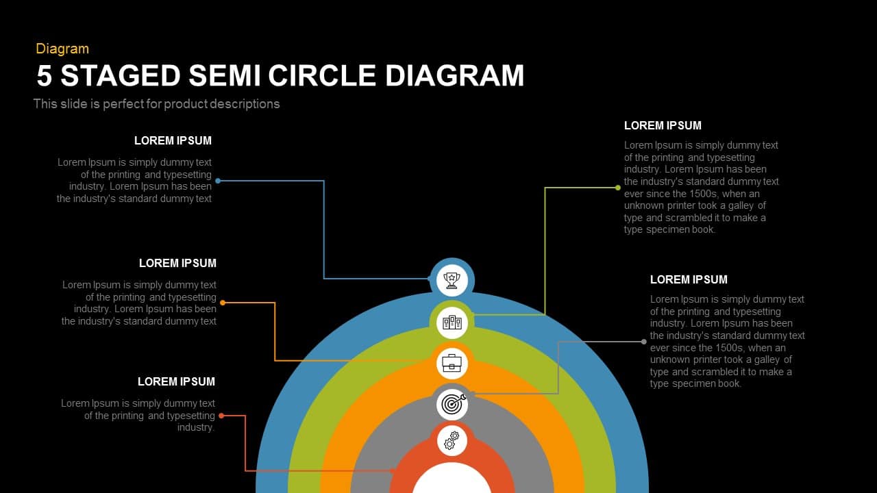 5 Staged Semi Circle Diagram For PowerPoint And Keynote