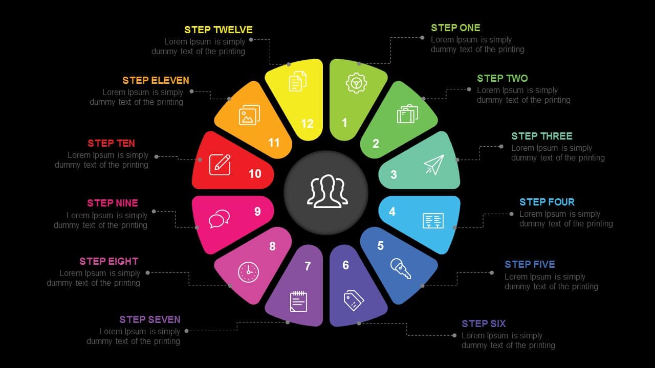 12 Step Circular Process Diagram PowerPoint Template and Keynote