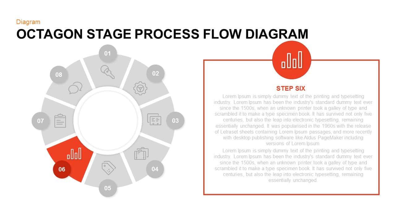 Octagon Stage Process Flow Diagram PowerPoint Template & Keynote