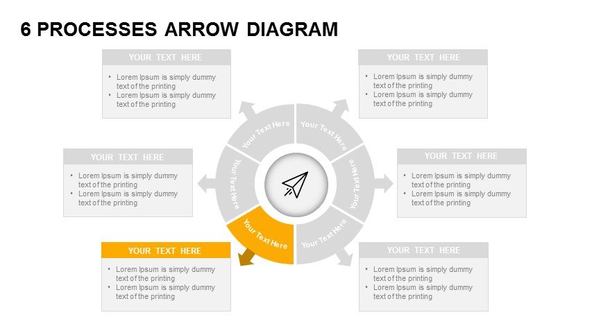 6 Processes Diagram Arrow PowerPoint Template and Keynote Slide