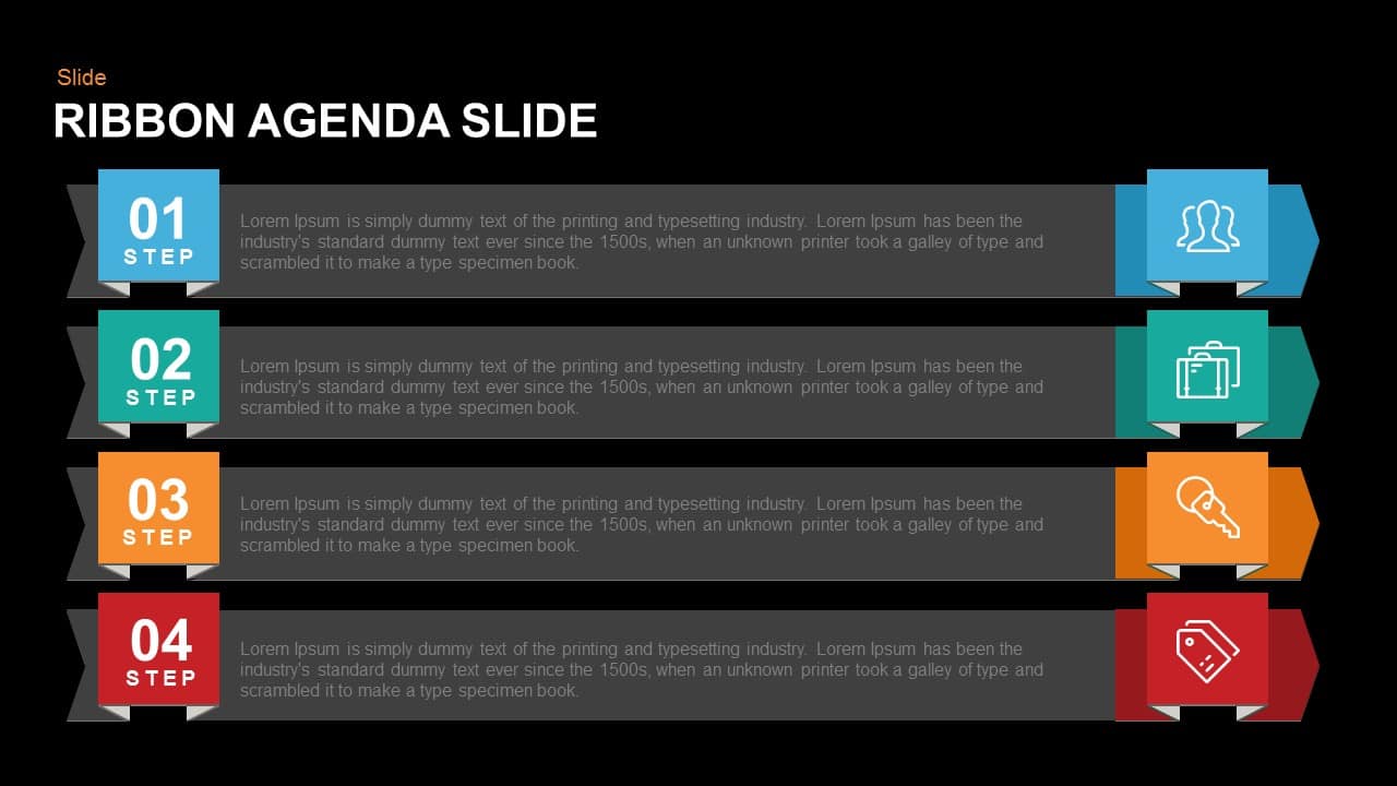 5 Items Ribbon Agenda Slide Template for PowerPoint and Keynote