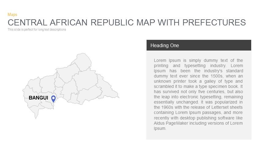 Central African Republic Map With prefectures PPT template