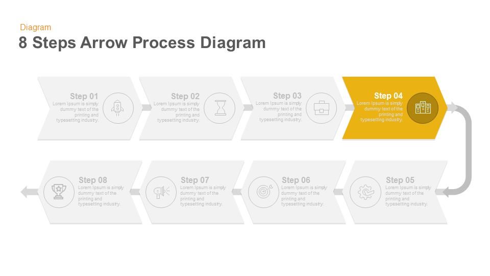 8 Steps Arrow Process Diagram PowerPoint Template and Keynote Slide