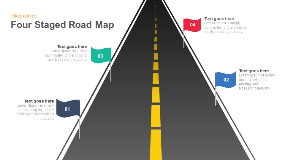 4 Staged Roadmap Powerpoint Template and Keynote