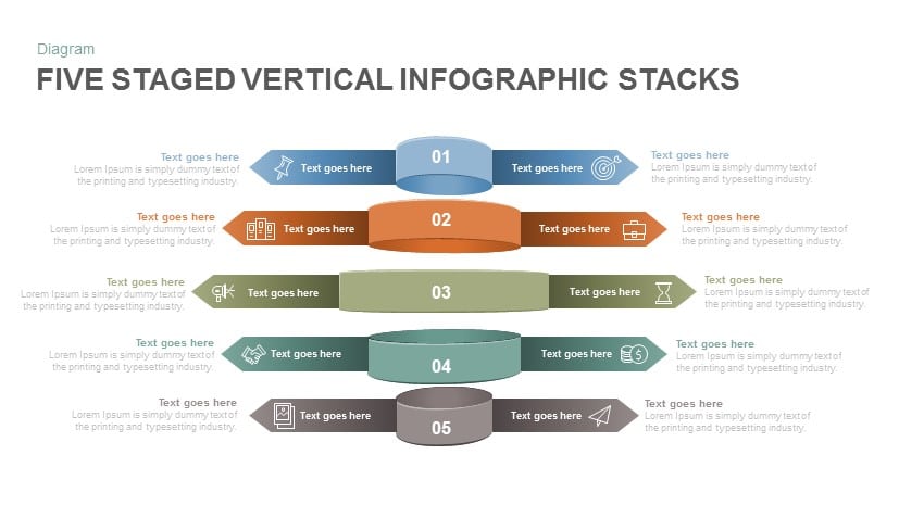 Five Staged Vertical Infographic Stacks Powerpoint | Slidebazaar