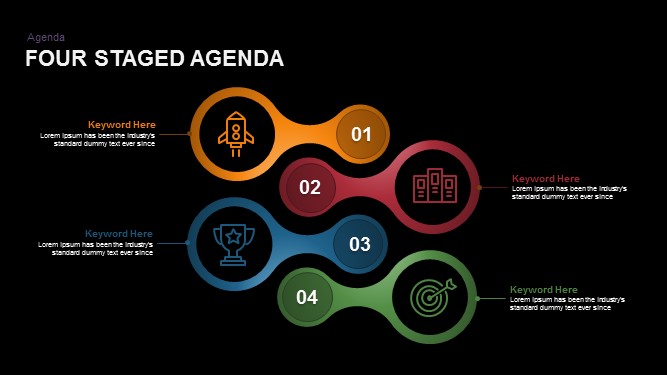 4 Staged Agenda PowerPoint Template and Keynote Slide - SlideBazaar