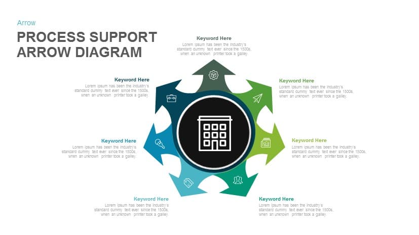 Process Support Arrow Diagram Template for PowerPoint and Keynote