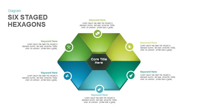 6 Step Hexagon Powerpoint Diagram