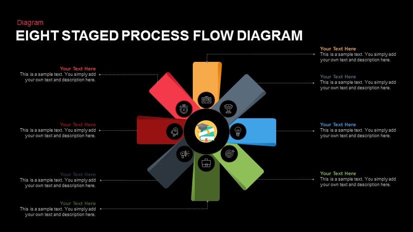8 Staged Process Flow Diagram PowerPoint Template and Keynote