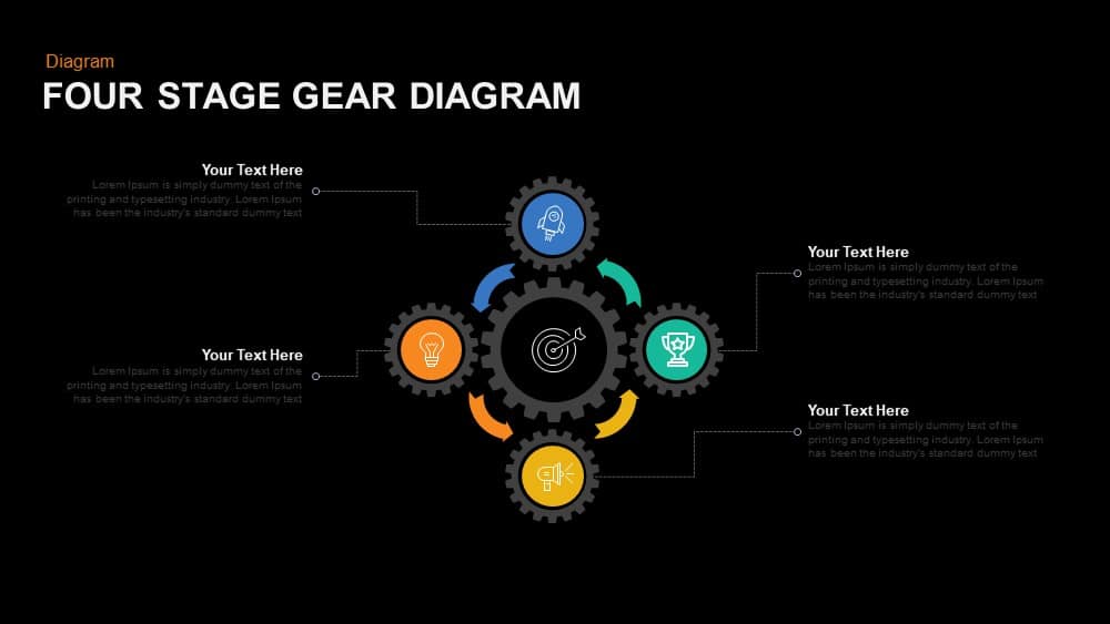 4 Stage Gear Diagram PowerPoint Template and Keynote - Slidebazaar
