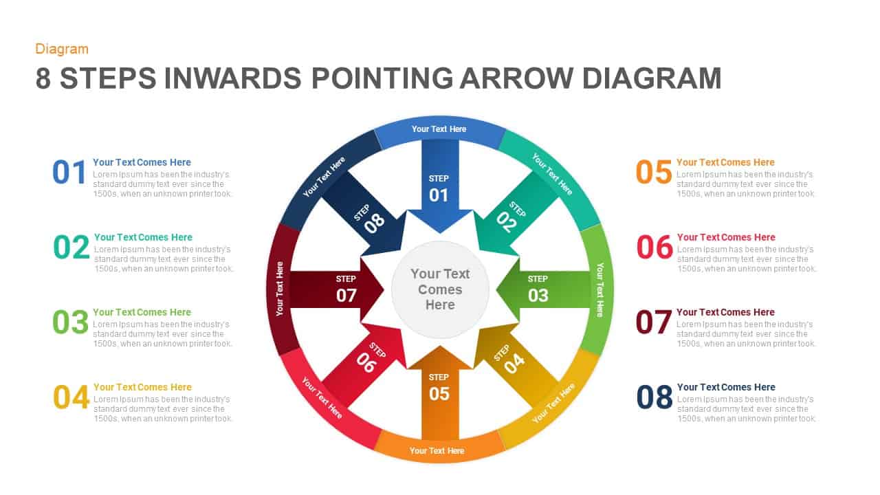 8 Steps Arrows Pointing Inwards Diagram Template For PowerPoint