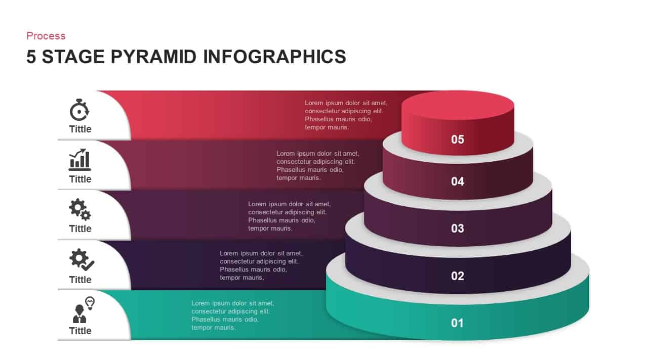 5 Step Pyramid Diagram Template For PowerPoint And Keynote