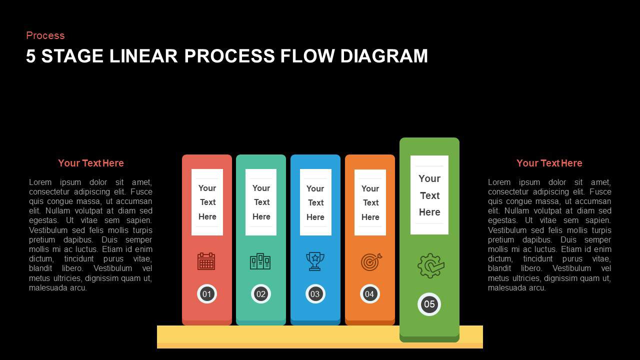 5 Steps Linear Process Flow Diagram Template for PowerPoint & Keynote