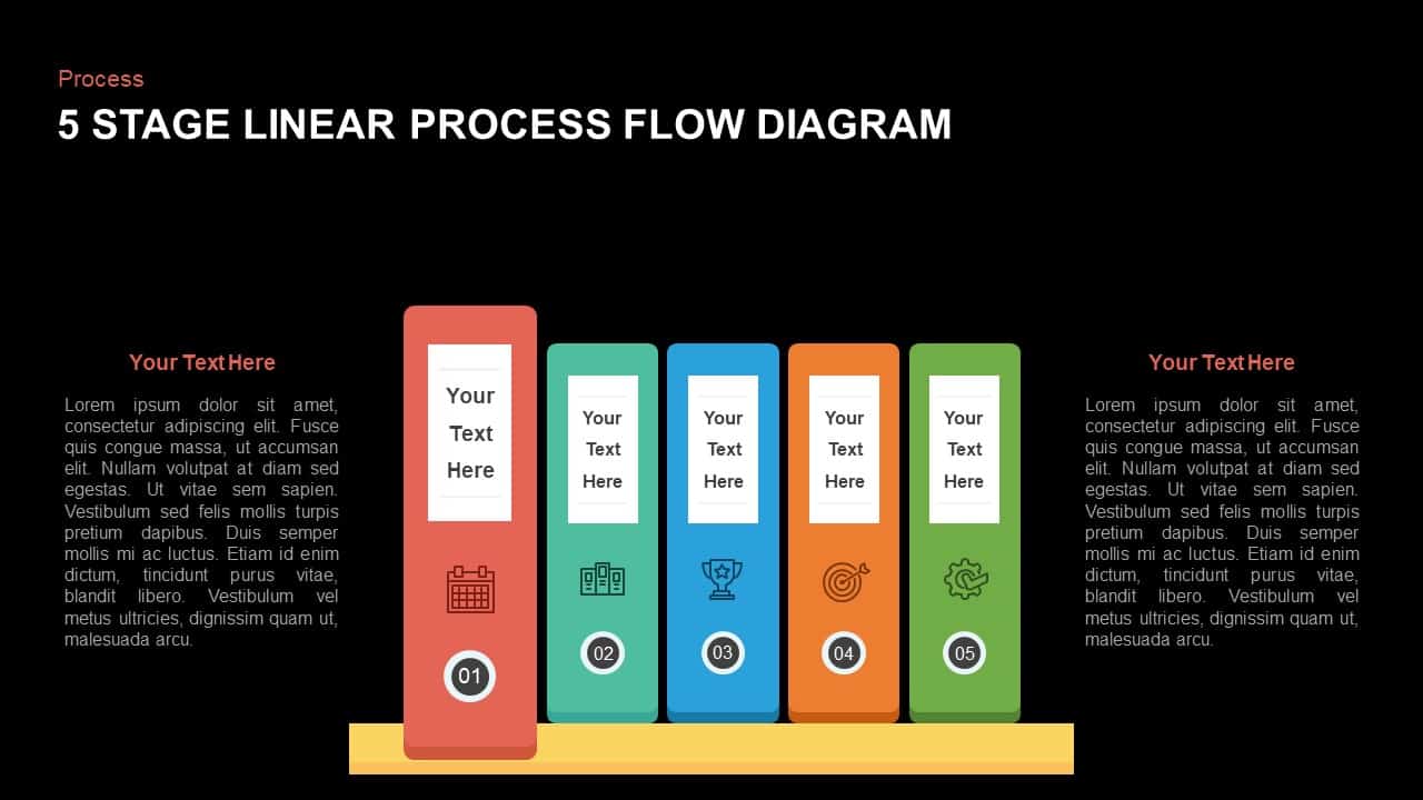 5 Steps Linear Process Flow Diagram Template for PowerPoint & Keynote