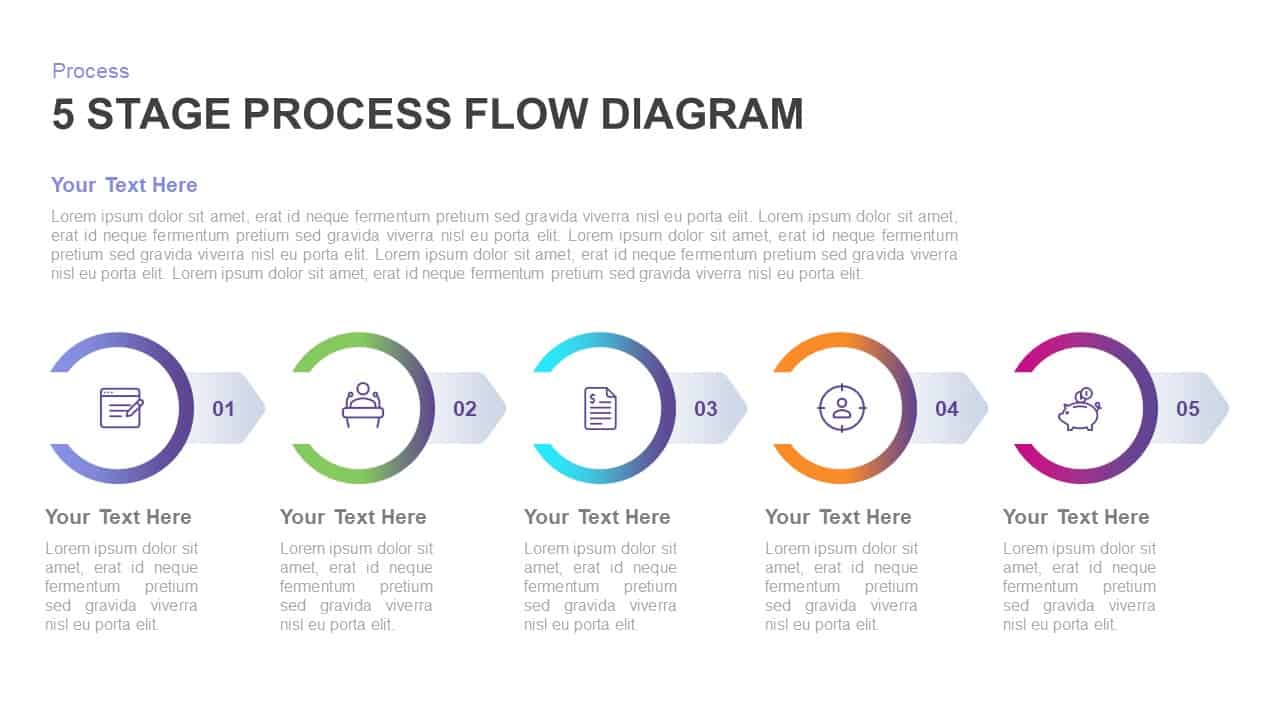 5 Stage Process Flow Diagram Template For PowerPoint Keynote