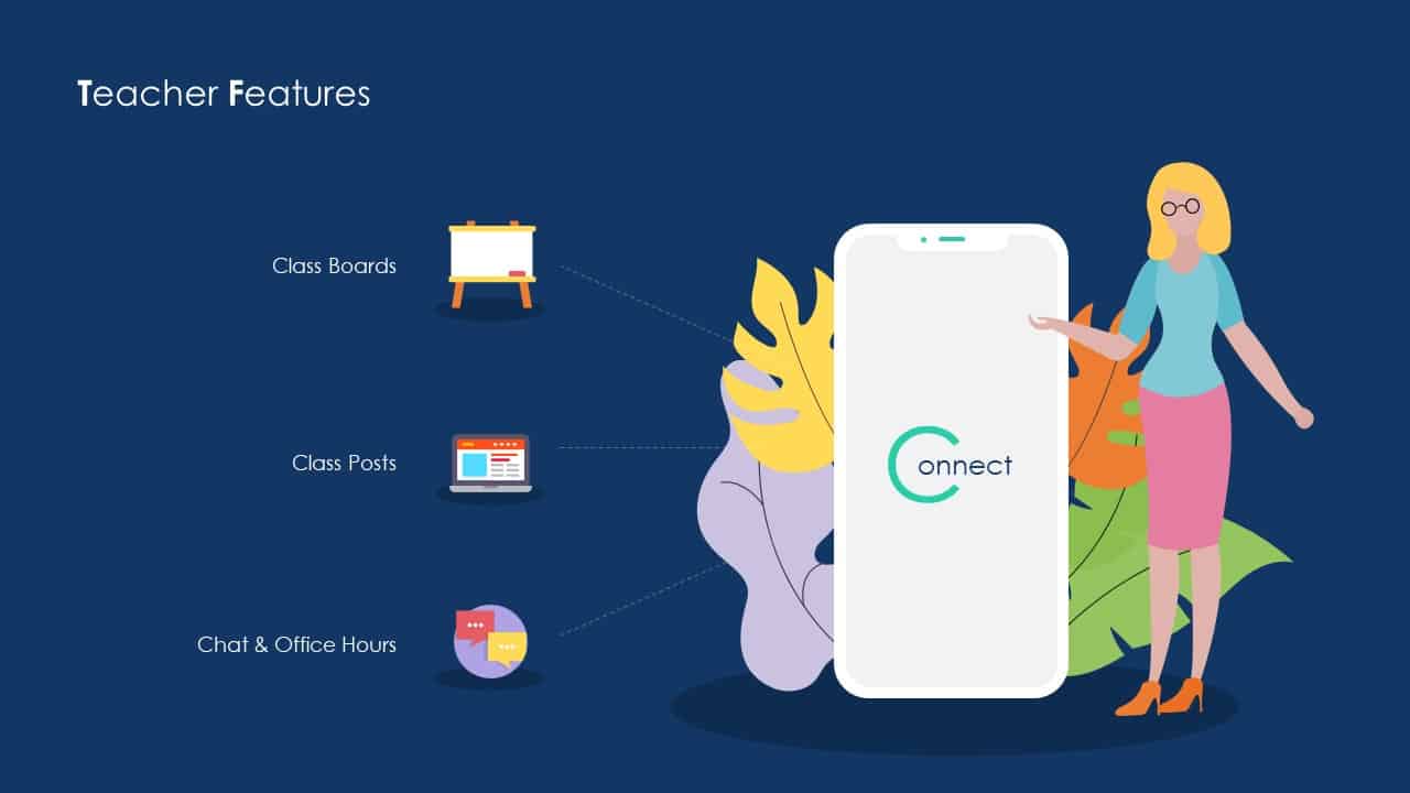 School Communication App Deck Template for PowerPoint Presentation