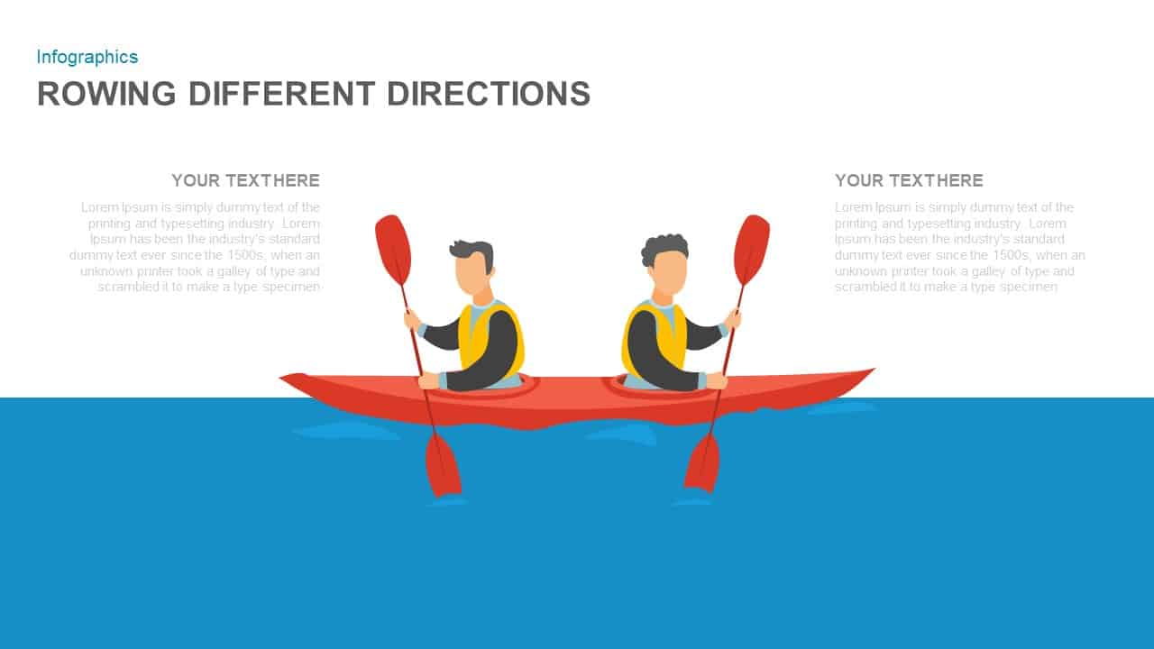 Rowing Different Directions Illustration for PowerPoint Presentation