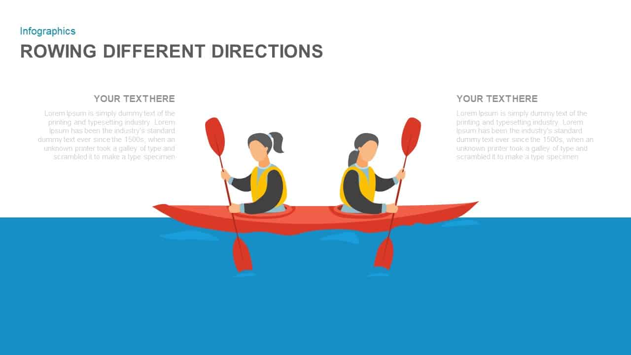 Rowing Different Directions Illustration for PowerPoint Presentation