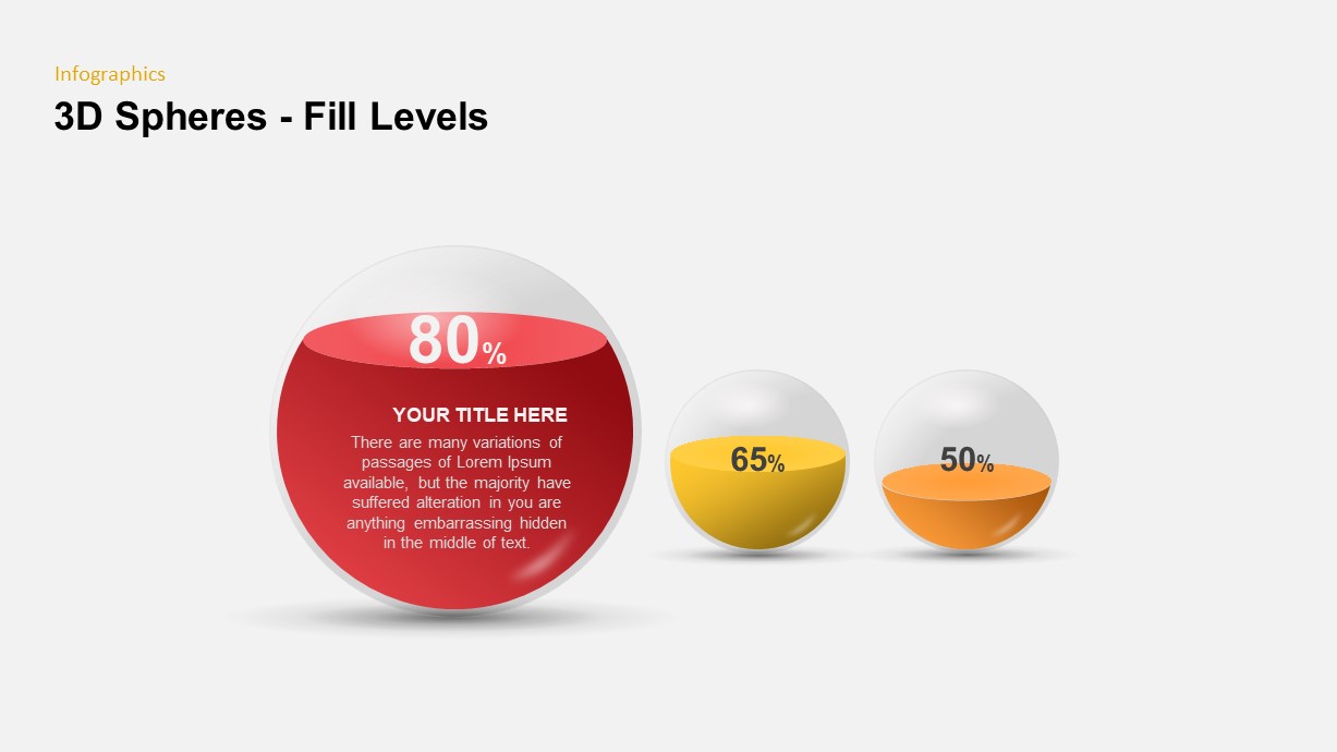 3D Spheres Fill Levels Diagrams PowerPoint Template