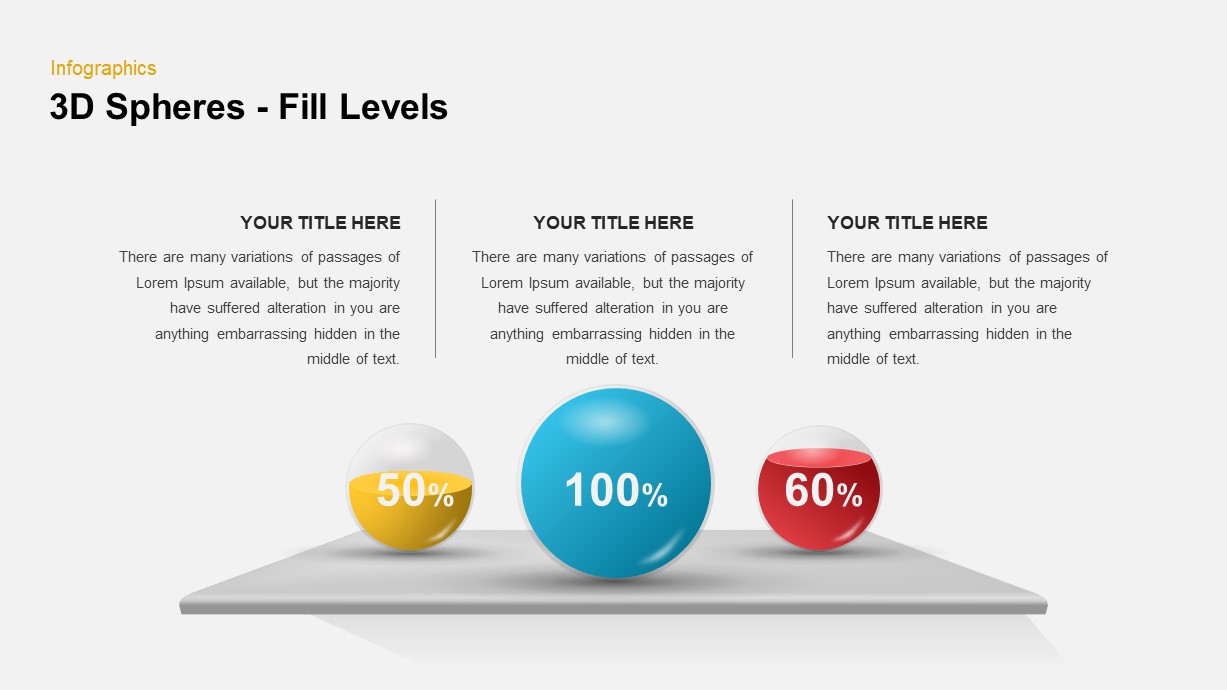 3D Spheres Fill Levels Diagrams PowerPoint Template