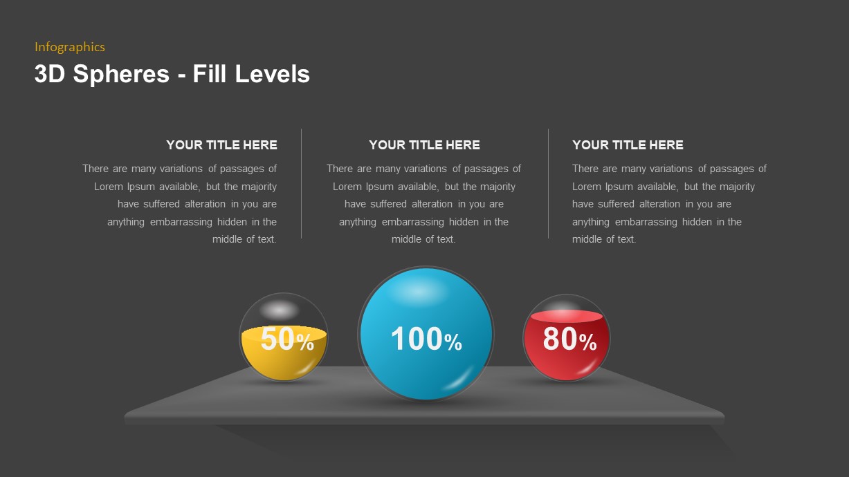 3D Spheres Fill Levels Diagrams PowerPoint Template