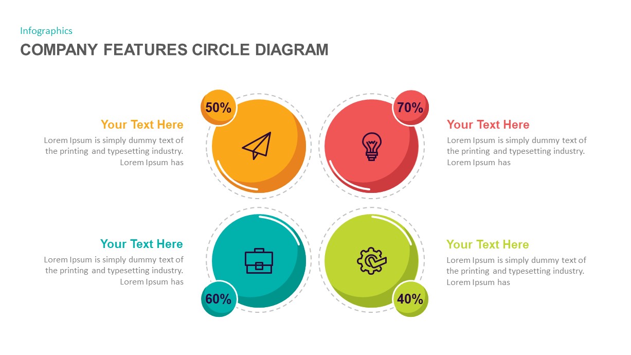 Company Features Circle Diagram Template | Slidebazaar