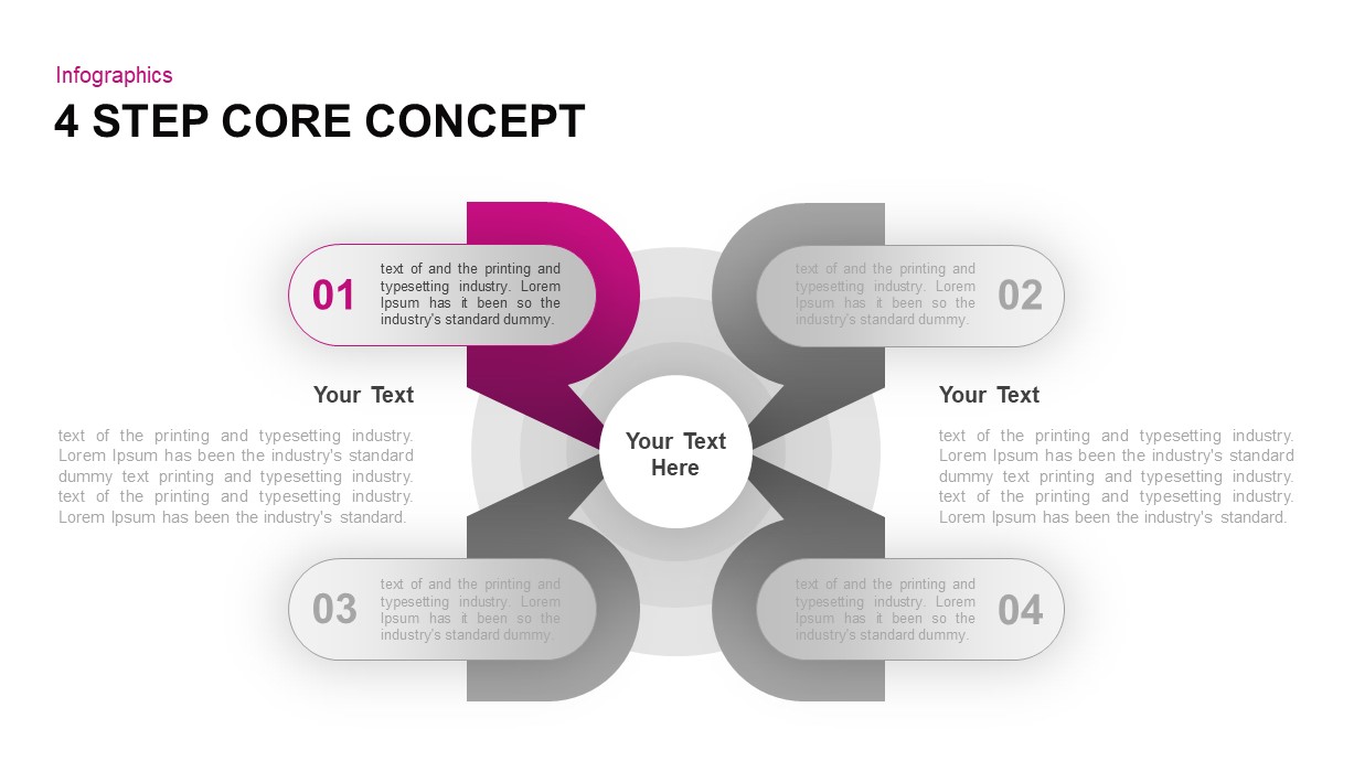 4 Step Core Concept PowerPoint Template | Slidebazaar