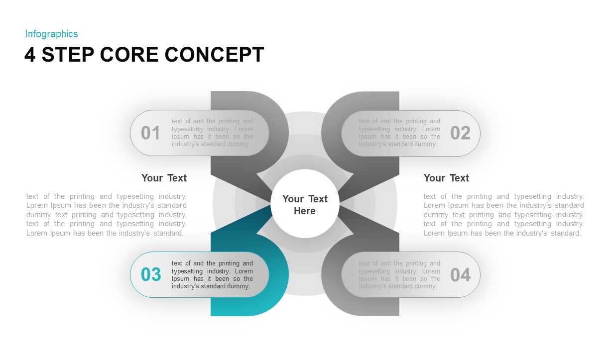 4 Step Core Concept PowerPoint Template | Slidebazaar 4 Step Core Concept PowerPoint Template | Slidebazaar