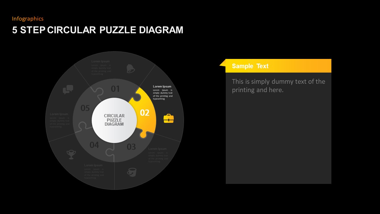 5 Step Circular Puzzle Diagram Template for PowerPoint | Slidebazaar
