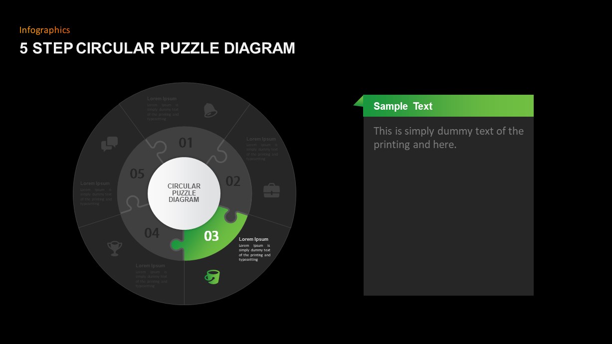 5 Step Circular Puzzle Diagram Template for PowerPoint | Slidebazaar 5 Step Circular Puzzle Diagram Template for PowerPoint | Slidebazaar