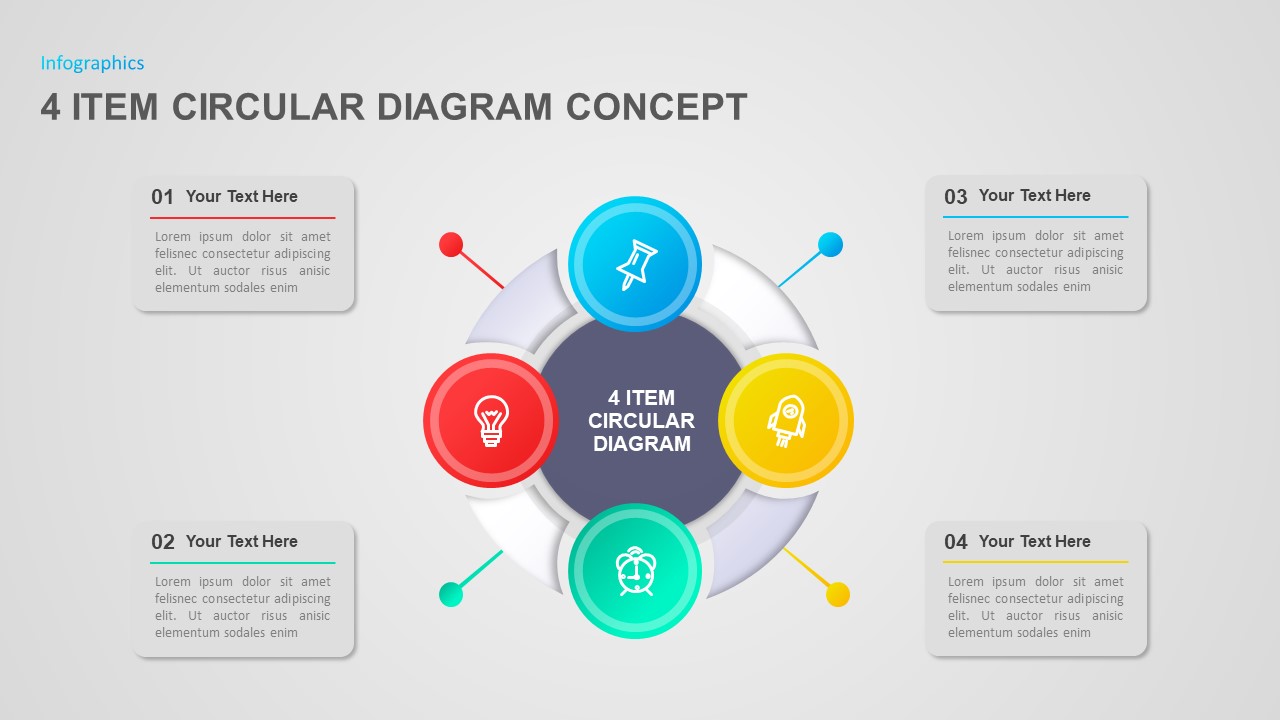 4 Item Circular Diagram Concept for PowerPoint | Slidebazaar
