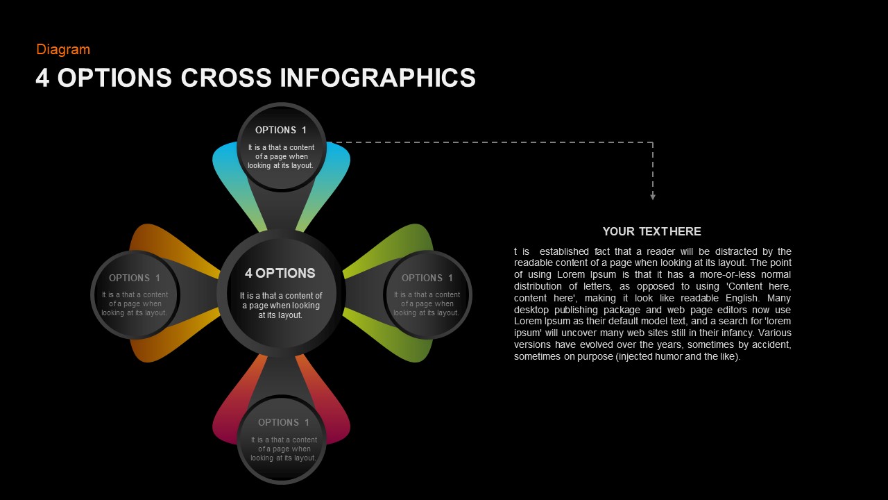4 Options Cross Infographic PowerPoint Diagram | Slidebazaar
