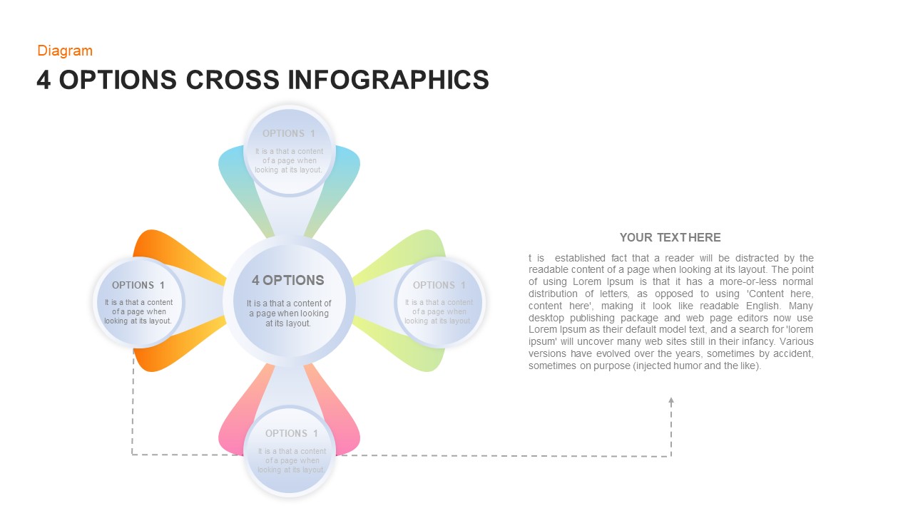 4 Options Cross Infographic PowerPoint Diagram | Slidebazaar