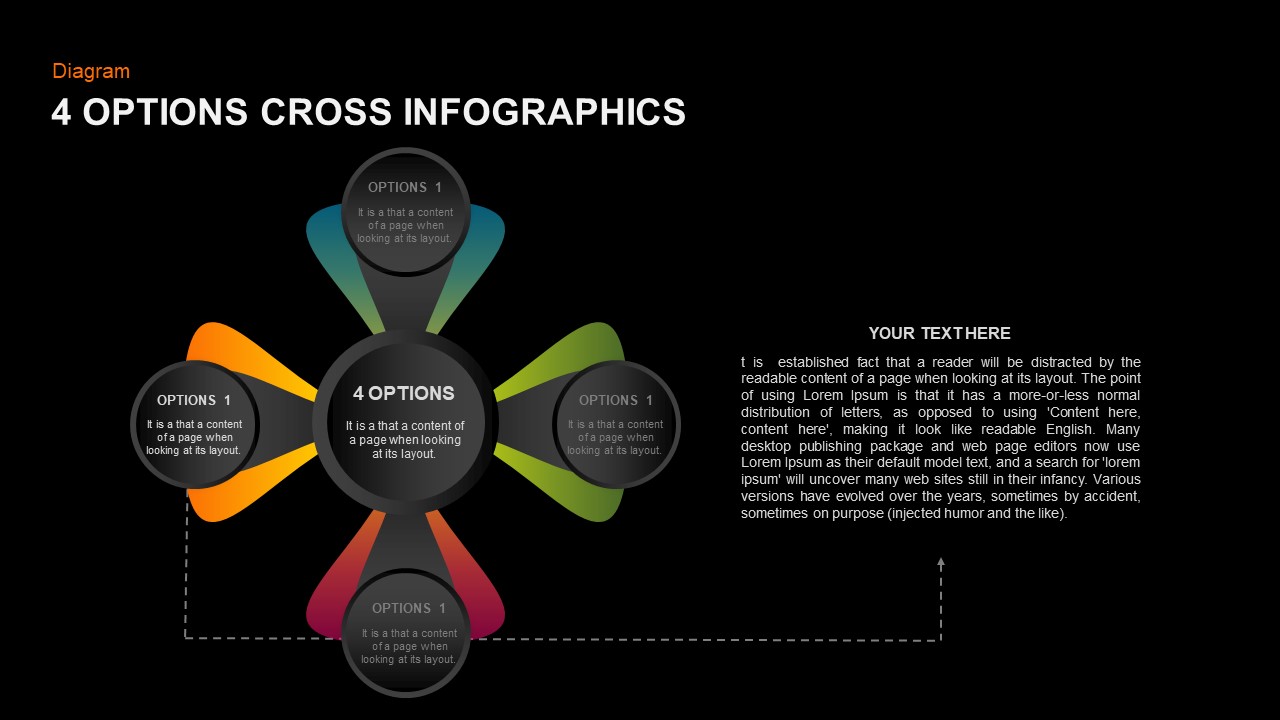 4 Options Cross Infographic PowerPoint Diagram | Slidebazaar