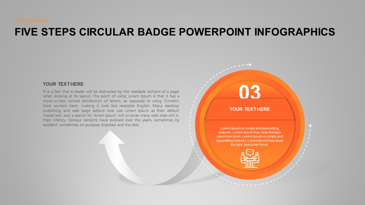Five Steps Circular Badge PowerPoint Infographics | Slidebazaar
