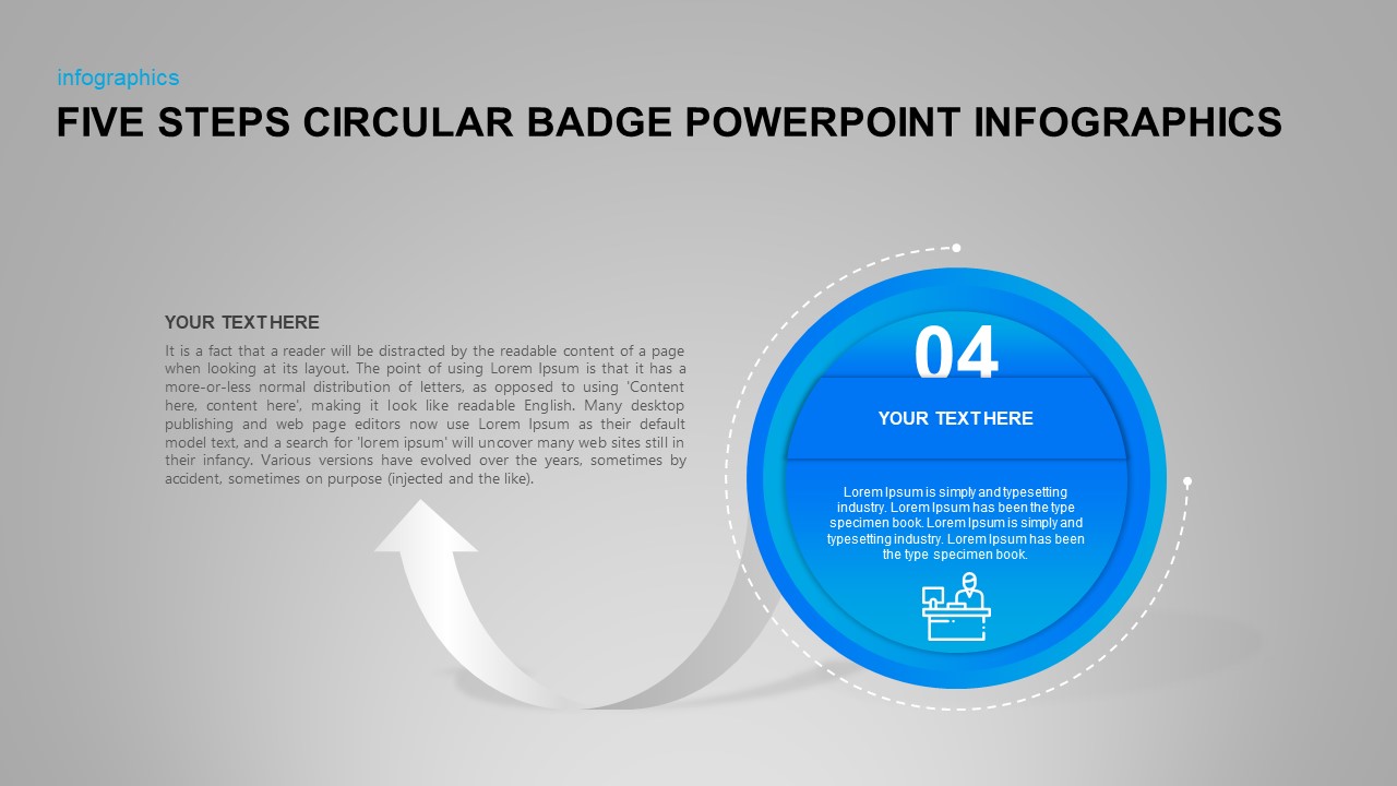 Five Steps Circular Badge PowerPoint Infographics | Slidebazaar