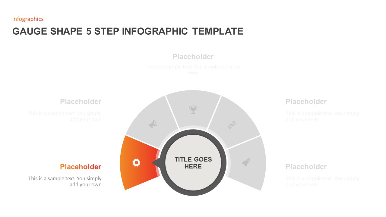 Gauge Shape 5 Step Infographic PowerPoint template