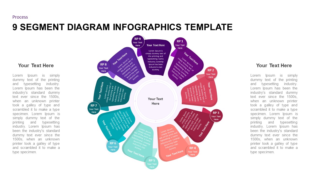 9 stage diagram infographics template for PowerPoint