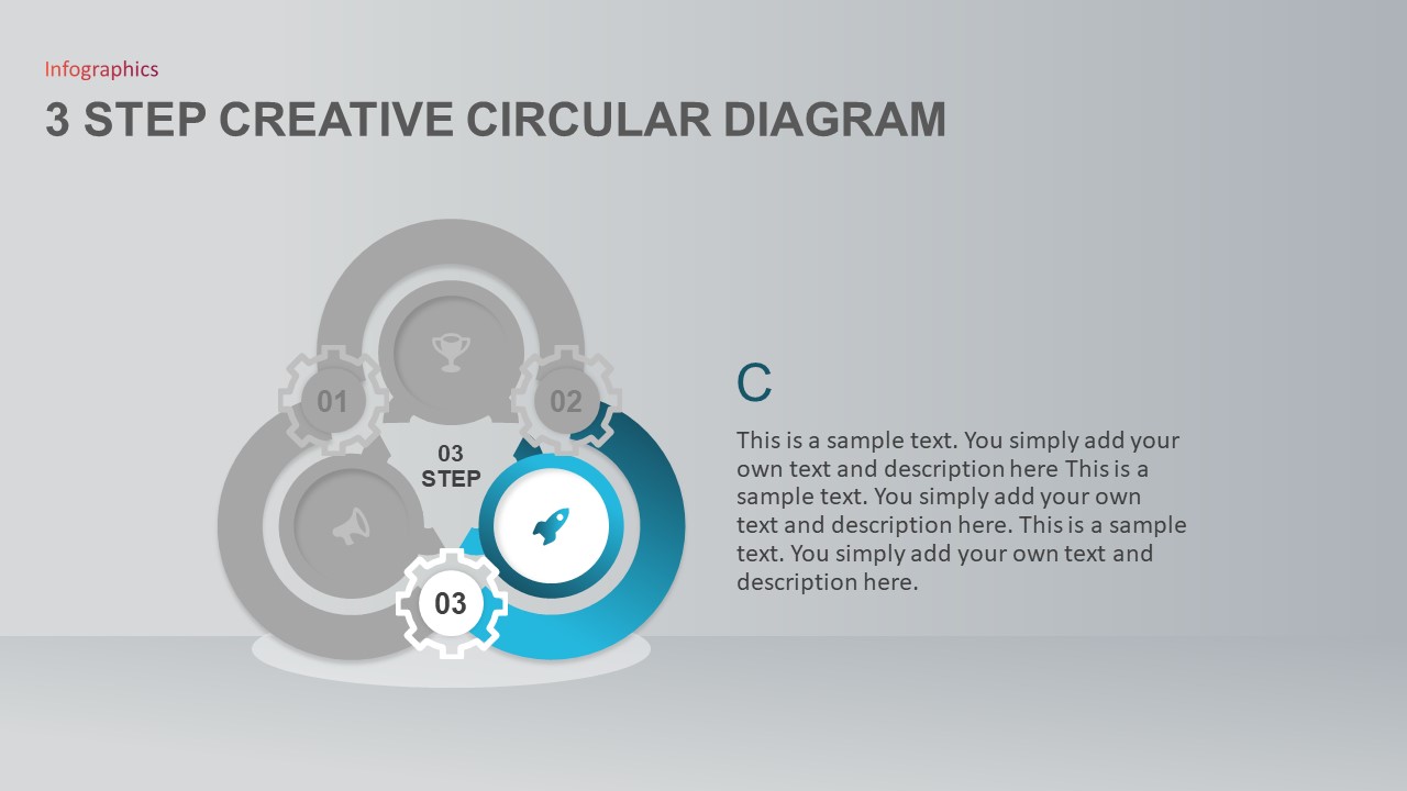 3 Step Creative Circle PowerPoint Template / Slidebazaar