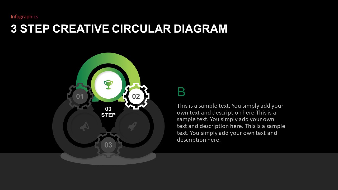 3 Step Creative Circle PowerPoint Template / Slidebazaar