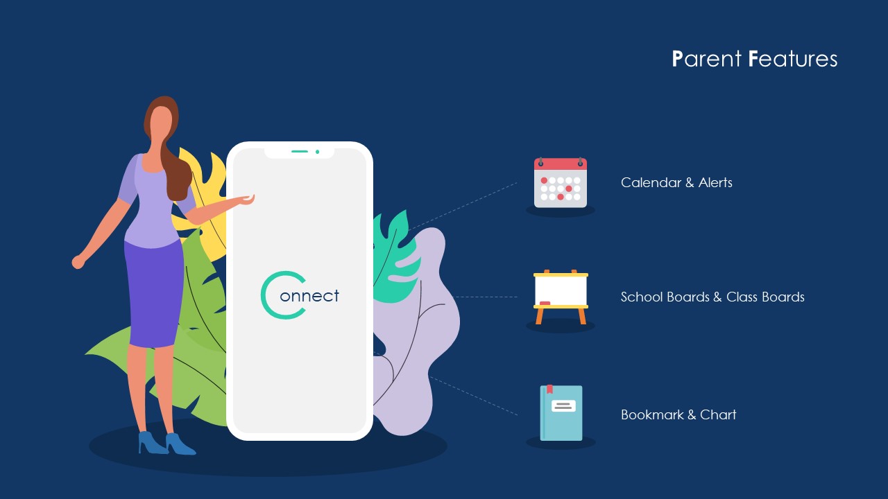 School Communication App Deck Template for PowerPoint Presentation
