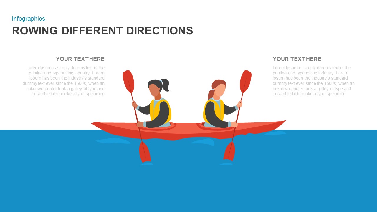 Rowing Different Directions Illustration for PowerPoint Presentation