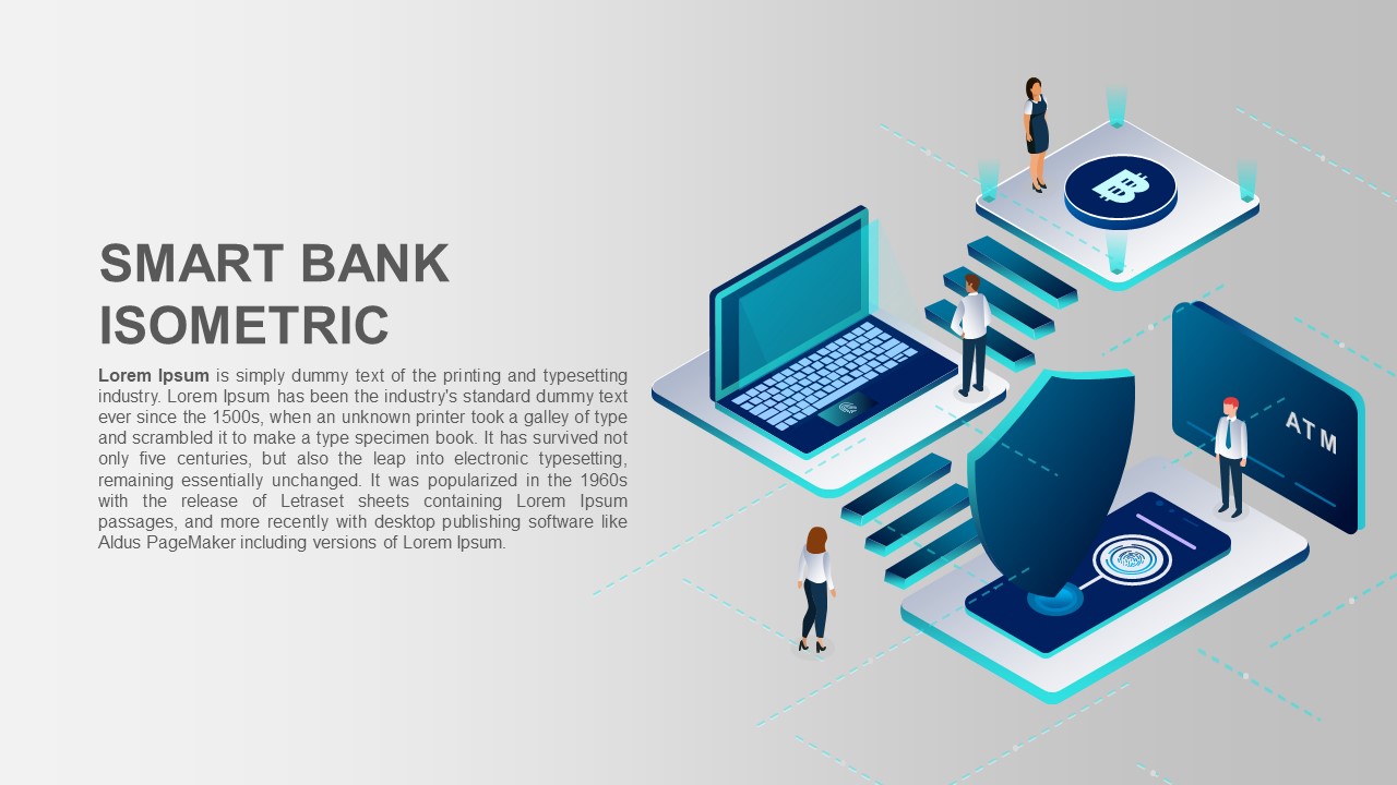 Smart Bank Isometric PowerPoint Template | Slidebazaar