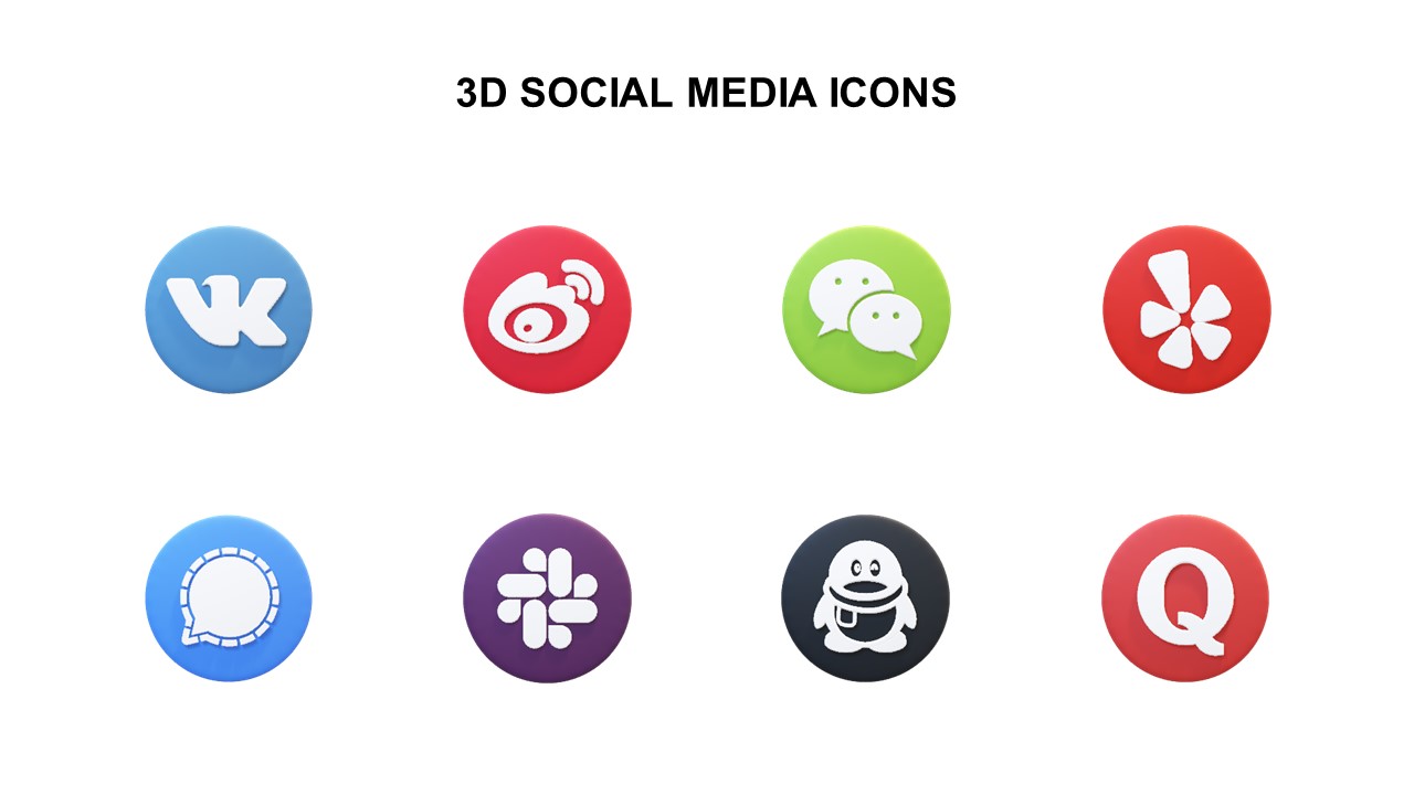 Free 3D Social Media Icons PowerPoint Template | Slidebazaar